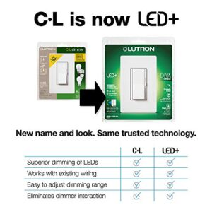 Lutron Diva LED+ Dimmer Switch for Dimmable LED, Halogen and Incandescent Bulbs, 250W/Single-Pole or 3-Way, DVCL-253P-LA, Light Almond