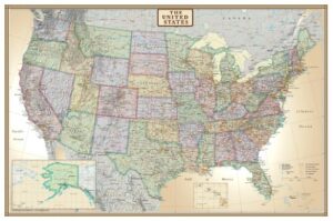 24x36 united states, usa us executive wall map poster mural (24x36 laminated)