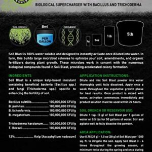 Soil Blast Concentrate 5oz Bottle Makes 29 Gallons by Supreme Growers Compost Tea Alternative Inoculant Contains Beneficial Bacteria and Trichoderma Can Be Used with Myco Blast and Kelp Blast