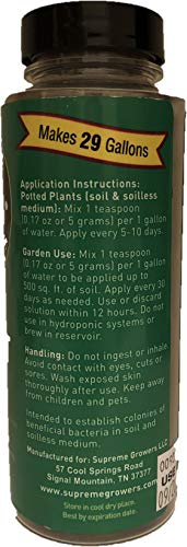 Soil Blast Concentrate 5oz Bottle Makes 29 Gallons by Supreme Growers Compost Tea Alternative Inoculant Contains Beneficial Bacteria and Trichoderma Can Be Used with Myco Blast and Kelp Blast