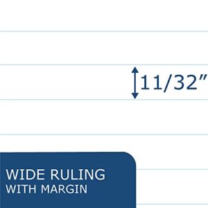 Roaring Spring Test Blue Exam Book, Wide Ruled with Margin, 50 Pack, 8.5" x 7" 6 Sheets/12 Pages, Blue Cover