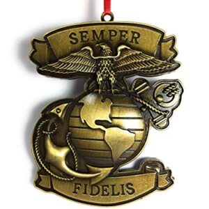 United States Marine Corps Semper Fidelis Metal Christmas Ornament Military New