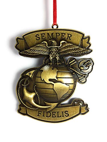 United States Marine Corps Semper Fidelis Metal Christmas Ornament Military New