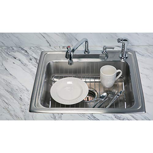 Kitchen Details Chrome Sink Protector | Large | Self Draining | Rust Resistant | Wire Grid | Prevents Sliding | Kitchen Sink Accessories