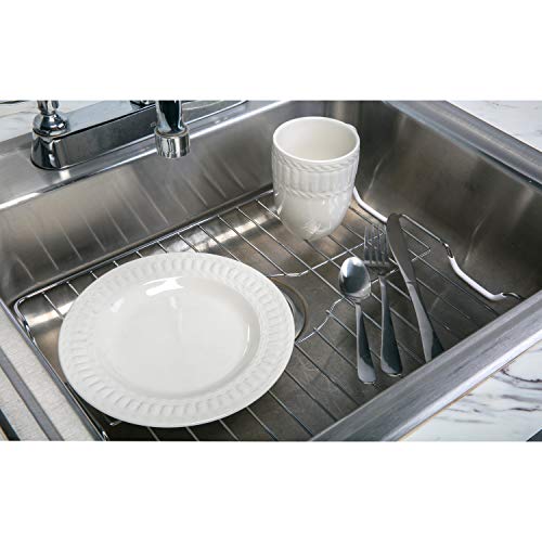 Kitchen Details Chrome Sink Protector | Large | Self Draining | Rust Resistant | Wire Grid | Prevents Sliding | Kitchen Sink Accessories