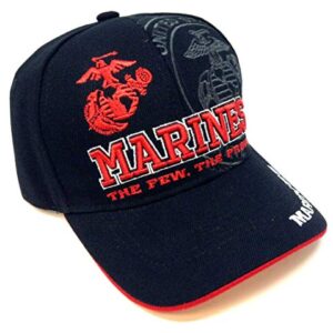 United States Marine Corps Black & Red 3D Text Logo Adjustable Hat