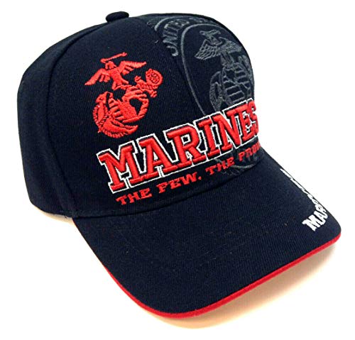 United States Marine Corps Black & Red 3D Text Logo Adjustable Hat