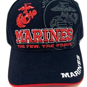 United States Marine Corps Black & Red 3D Text Logo Adjustable Hat