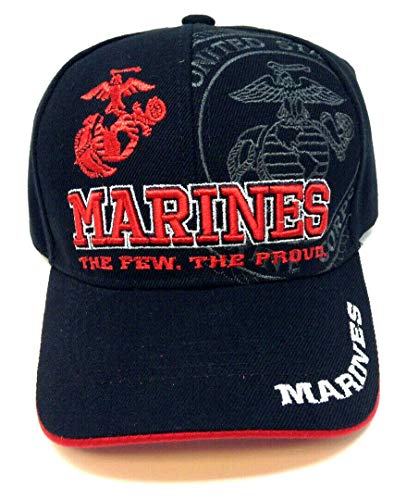 United States Marine Corps Black & Red 3D Text Logo Adjustable Hat