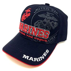 United States Marine Corps Black & Red 3D Text Logo Adjustable Hat