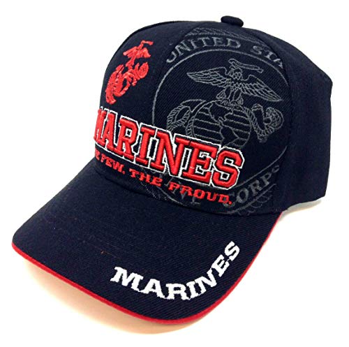 United States Marine Corps Black & Red 3D Text Logo Adjustable Hat