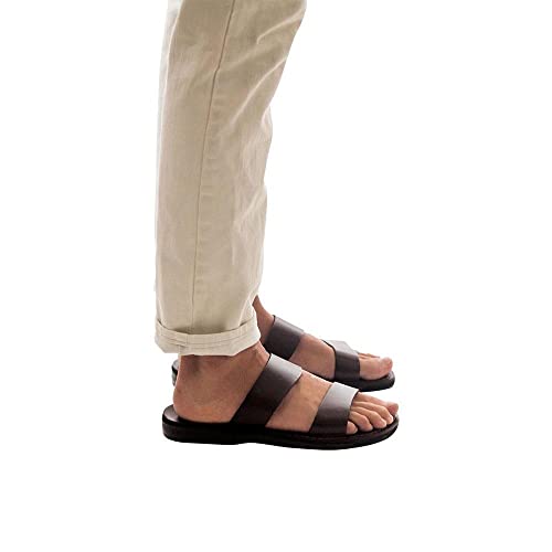 Jerusalem Sandals Aviv - Leather Double Strap Sandal - Brown