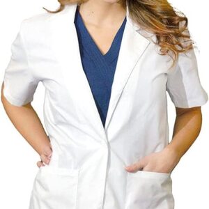 Medgear Women's Short Sleeves Lab Coat, White