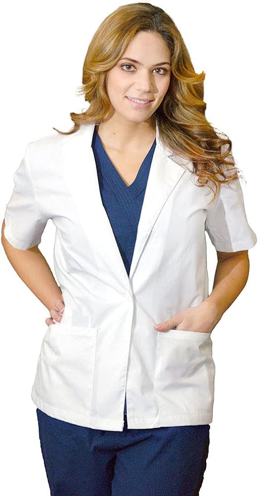 Medgear Women's Short Sleeves Lab Coat, White