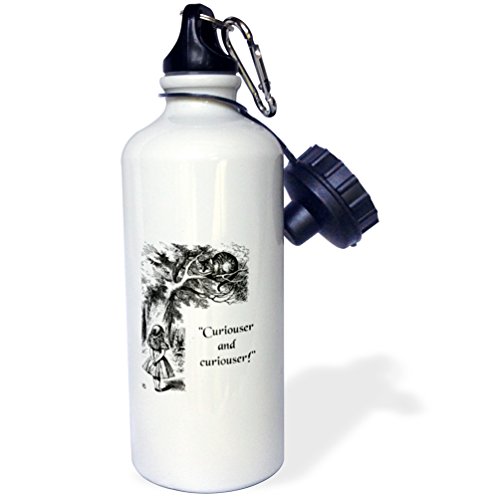 3dRose curiouser-Alice in Wonderland Lewis Carroll quote-Sports Water Bottle, 21oz , Multicolored