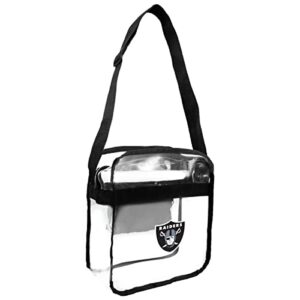 littlearth nfl oakland raiders stadium friendly clear carryall crossbody bag with team logo, 12" x 12" x 6", clear