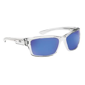 flying fisherman womens cove sunglasses, clear crystal frames/smoke-blue mirror lenses, medium us