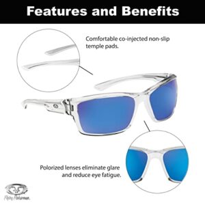 Flying Fisherman womens Cove Sunglasses, Clear Crystal Frames/Smoke-blue Mirror Lenses, Medium US