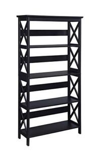 convenience concepts oxford 5 tier bookcase, black