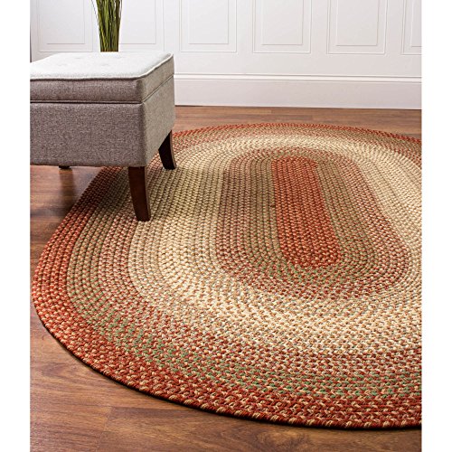 Super Area Rugs Hartford Braided Rug Made in USA Warm Earth,2' X 3' Oval