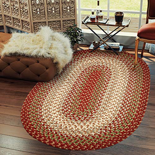 Super Area Rugs Hartford Braided Rug Made in USA Warm Earth,2' X 3' Oval