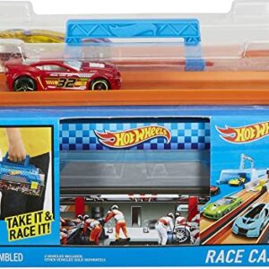 Hot Wheels Race Case Track Set With 2 Hot Wheels Cars, Dual Launcher For Side-By-Side Racing, Storage Container, Toy For Kids 4 Years Old & Up