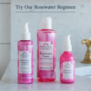 Heritage Store Rosewater Facial Toner with Hyaluronic Acid, Dry to Combination Skin Care, Hydrating Toner Refines Pores & Minimizes The Appearance of Fine Lines & Wrinkles, Alcohol Freeǂ, Vegan, 8oz