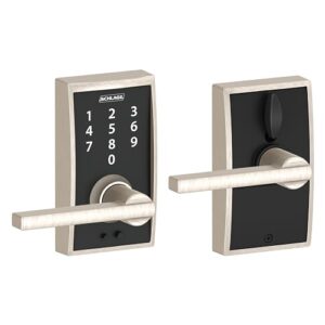 Schlage FE695 CEN 619 LAT Touch Century Lock with Latitude Lever, Electronic Keyless Entry Lock, Satin Nickel