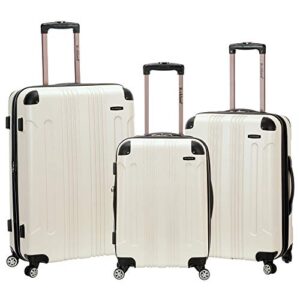 rockland london hardside spinner wheel luggage, white, 3-piece set (20/24/28)