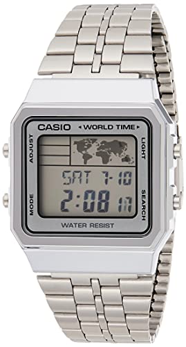 Casio - A500WA-7D - Vintage - Unisex Watch - Digital Quartz - LCD Dial - Grey Steel Strap, LCD/Grey, Bracelet, LCD/Grey, Bracelet