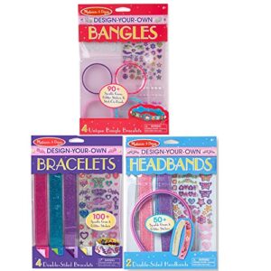 melissa & doug design-your-own jewelry-making kits - bangles, headbands, and bracelets - diy , decorate with stickers, crafting set for kids ages 4+