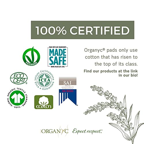 Organyc 100% Certified Organic Cotton Feminine Pads, Sanitary Napkin, Heavy Flow, 10 Count