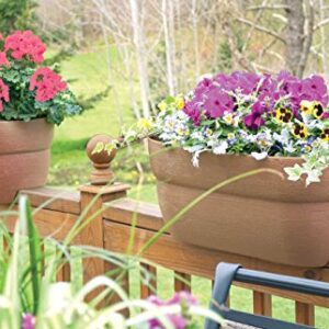 EMSCO Group Bloomers Railing Planter with Drainage Holes – 24" Weatherproof Resin Planter – Terracotta