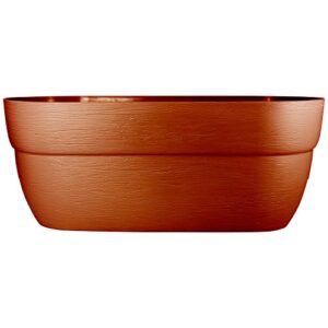 EMSCO Group Bloomers Railing Planter with Drainage Holes – 24" Weatherproof Resin Planter – Terracotta