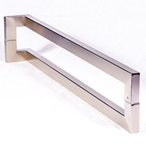 24 Inch Square Rectangle Flat Shape Stainless Steel Modern Contemporary Entry Door Handle Bar Pull Shower Glass Sliding Barn Door Entrance Interior Exterior Door Pull Push Brush Nickel Satin Finish