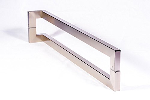 24 Inch Square Rectangle Flat Shape Stainless Steel Modern Contemporary Entry Door Handle Bar Pull Shower Glass Sliding Barn Door Entrance Interior Exterior Door Pull Push Brush Nickel Satin Finish