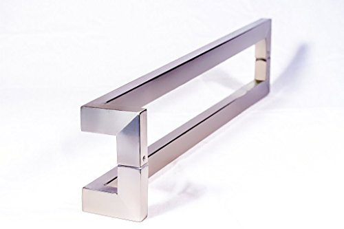 24 Inch Square Rectangle Flat Shape Stainless Steel Modern Contemporary Entry Door Handle Bar Pull Shower Glass Sliding Barn Door Entrance Interior Exterior Door Pull Push Brush Nickel Satin Finish