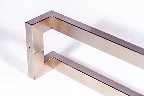 24 Inch Square Rectangle Flat Shape Stainless Steel Modern Contemporary Entry Door Handle Bar Pull Shower Glass Sliding Barn Door Entrance Interior Exterior Door Pull Push Brush Nickel Satin Finish