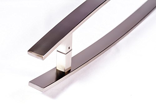 18 Inch Square Rectangle Flat Shape Stainless Steel Modern Contemporary Entry Door Handle Bar Ladder Pull Shower Glass Sliding Barn Door Interior Exterior Door Pull Push Brushed Nickel Satin Finish