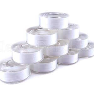 144 Pack - CleverDelights White Prewound Bobbins - 60wt - Size L Bobbins - SA155 Replacement - 3/8" x 13/16" - for Brother and Other Embroidery Machines – Brother PC Series, PE Series, PS Series