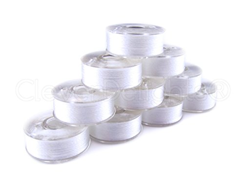 144 Pack - CleverDelights White Prewound Bobbins - 60wt - Size L Bobbins - SA155 Replacement - 3/8" x 13/16" - for Brother and Other Embroidery Machines – Brother PC Series, PE Series, PS Series