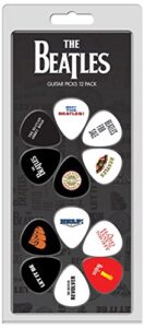 perri’s leathers ltd. - the beatles - guitar picks - celluloid - official licensed product - assorted designs - medium 0.71mm - 12 pack - for acoustic/bass/electric - made in canada(lp12-tb2)