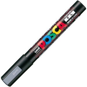 mitsubishi pencil posca pc5m.26 water-based pen, medium point, round tip, silver, 10 pieces