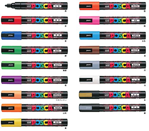 Mitsubishi Pencil Posca PC5M.3 Water-Based Pen, Medium Point, Round Core, 10 Pieces