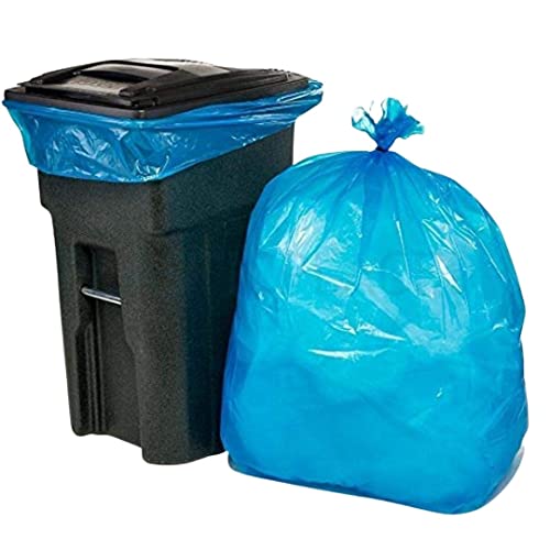 Plasticplace 64-65 Gallon Recycling Trash Bags For Toter │1.5 Mil │ Blue Heavy Duty Garbage Can Liners  │ 50” x 60” (50 Count)