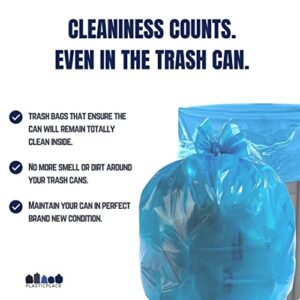 Plasticplace 64-65 Gallon Recycling Trash Bags For Toter │1.5 Mil │ Blue Heavy Duty Garbage Can Liners  │ 50” x 60” (50 Count)