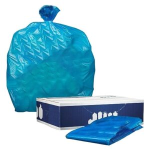 Plasticplace 64-65 Gallon Recycling Trash Bags For Toter │1.5 Mil │ Blue Heavy Duty Garbage Can Liners  │ 50” x 60” (50 Count)