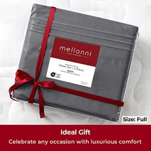 Mellanni Full Size Sheet Set - 4 Piece Iconic Collection Bedding Sheets & Pillowcases - Luxury, Extra Soft, Cooling Bed Sheets - Deep Pocket up to 16 inch - Wrinkle, Fade, Stain Resistant (Full, Gray)