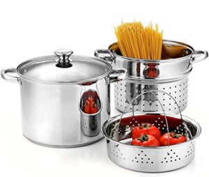 cook n home 4-piece 8 quart multipots, stainless steel pasta cooker steamer