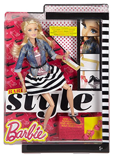 Barbie Style Doll, Jean Jacket and Black/White Shirt